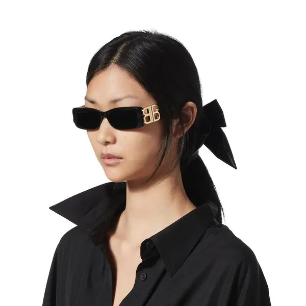 Balenciaga Dynasty Rectangle Sunglasses - Black