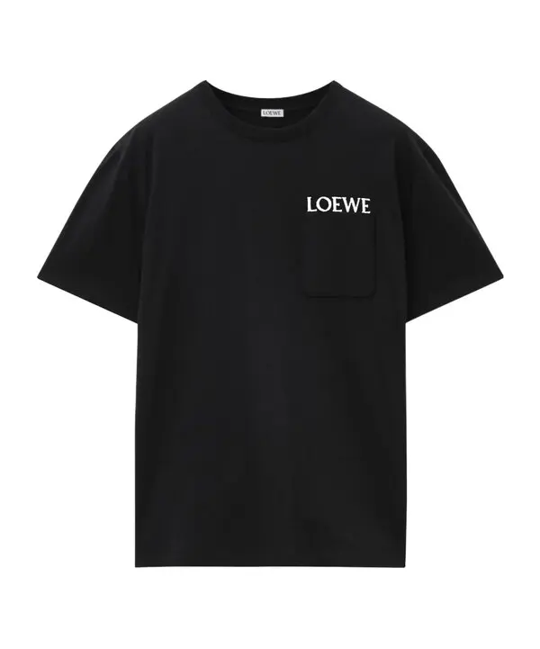 Loewe Logo Embroidered Crewneck T-shirt - Black