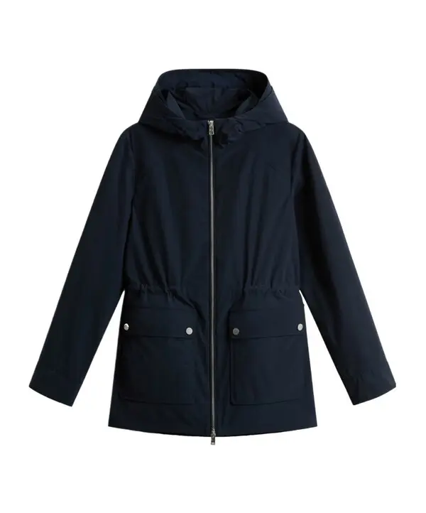 Woolrich Hooded Zip-up Jacket With Drawstring Waist - Black