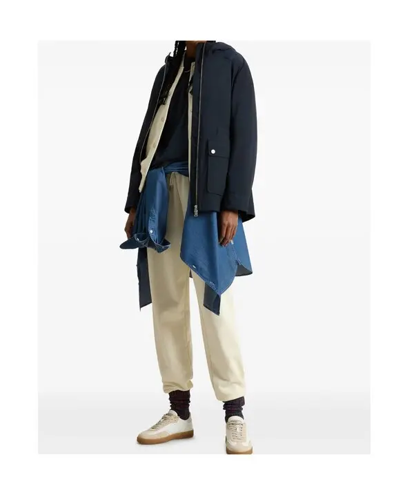 Woolrich Hooded Zip-up Jacket With Drawstring Waist - Black