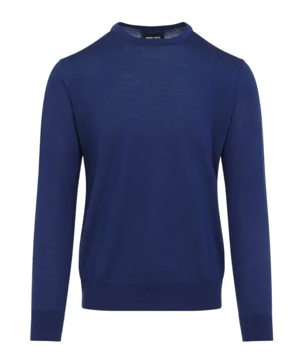 Giorgio Armani Crew Neck Long Sleeve Sweater - Blue