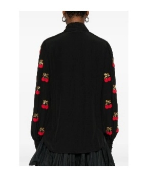 Valentino Garavani Cherry Embellished Button-up Blouse With Lace-up Detail