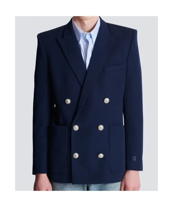 Balmain Double Breasted Long Sleeved Blazer - Navy