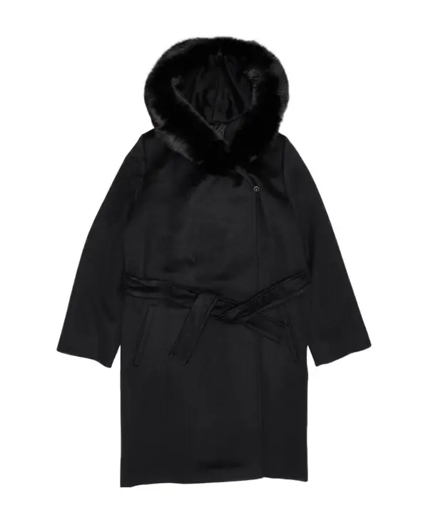 Max Mara Lace-up Hooded Coat - Black