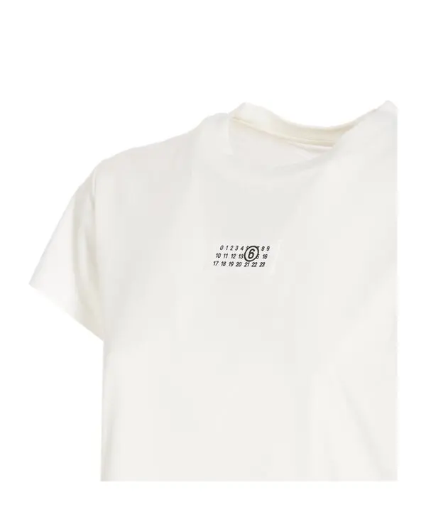 MAISON MARGIELA Short Sleeve Crewneck T-shirt With Numeric Signature Patch - White