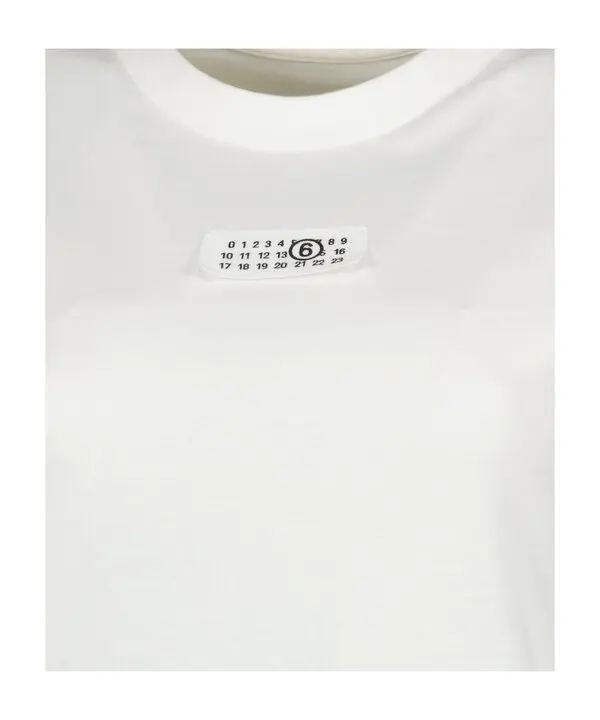 MAISON MARGIELA Short Sleeve Crewneck T-shirt With Numeric Signature Patch - White