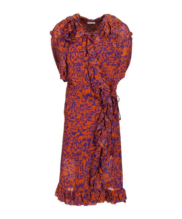 Dries Van Noten Ruffled Printed Midi Dress
