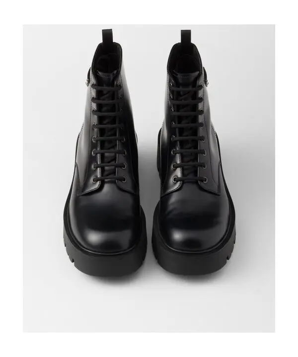 Prada Lace-up Combat Boots With Logo Detail