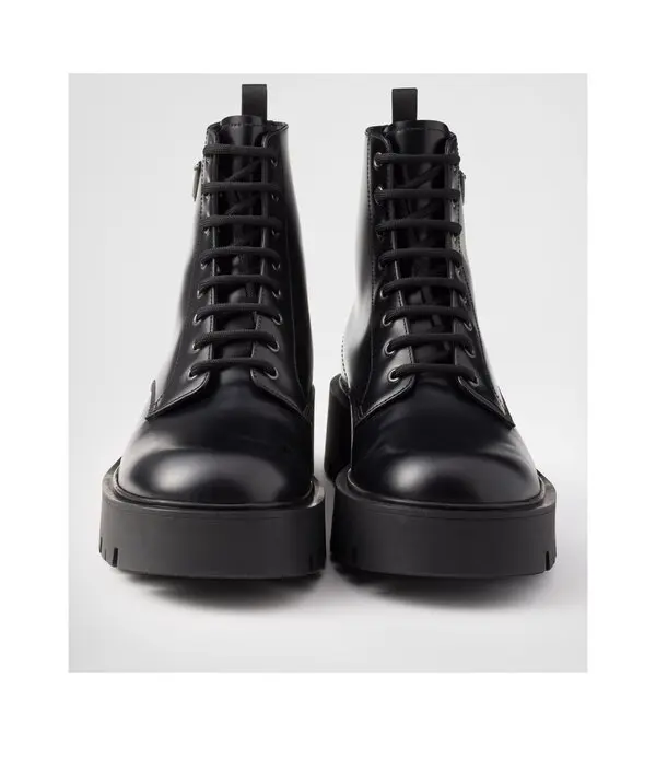 Prada Lace-up Combat Boots With Logo Detail