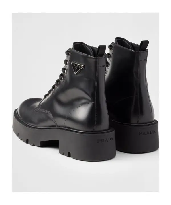 Prada Lace-up Combat Boots With Logo Detail