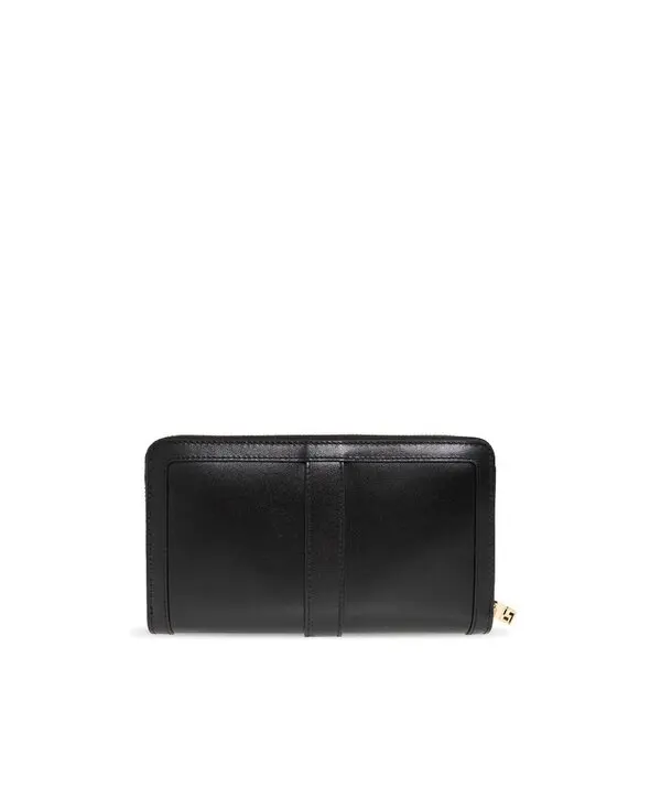 Versace Logo Detailed Zipped Wallet - Black