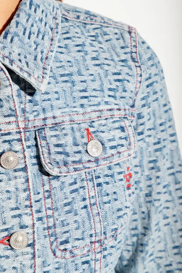 DIESEL® Cropped Patterned Denim Jacket - White