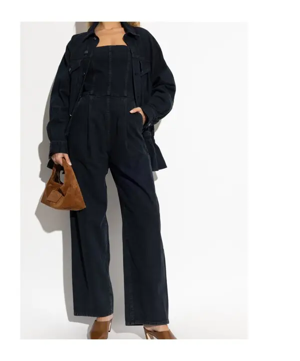 AGOLDE Peplum Denim Jacket With Ruffled Hem - Black