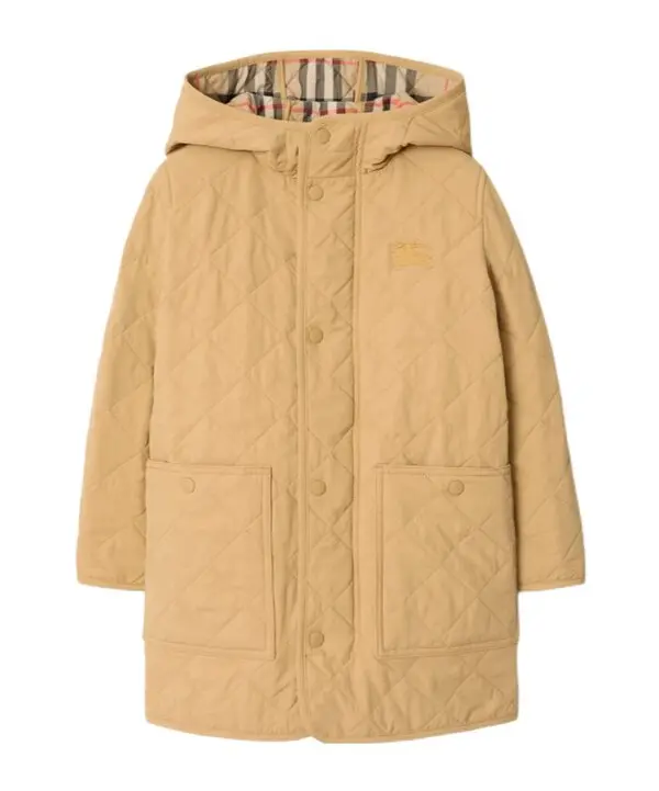 Burberry Equestrian Knight-embroidered Quilted Coat - Light Yellow