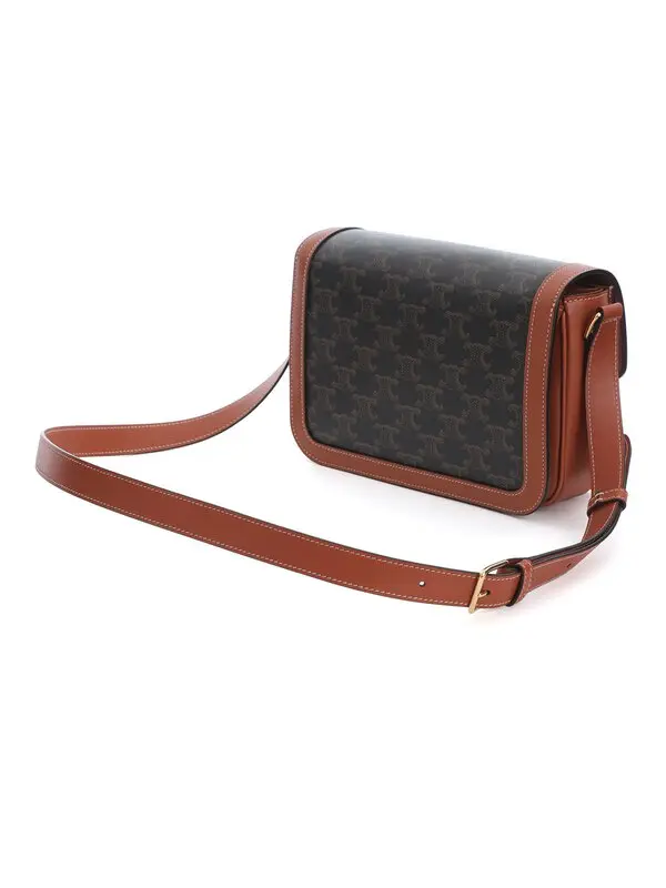 Celine Triomphe Canvas And Calfskin Bag - Tan