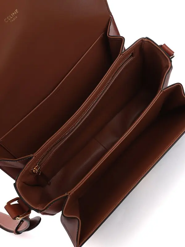 Celine Triomphe Canvas And Calfskin Bag - Tan