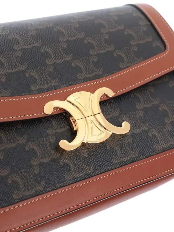 Celine Triomphe Canvas And Calfskin Bag - Tan