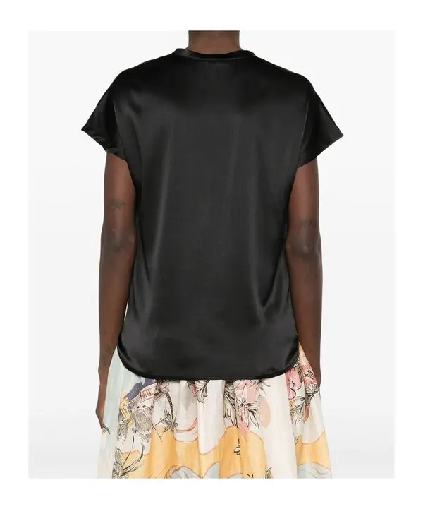 Pinko Cap Sleeve Satin Blouse - Black