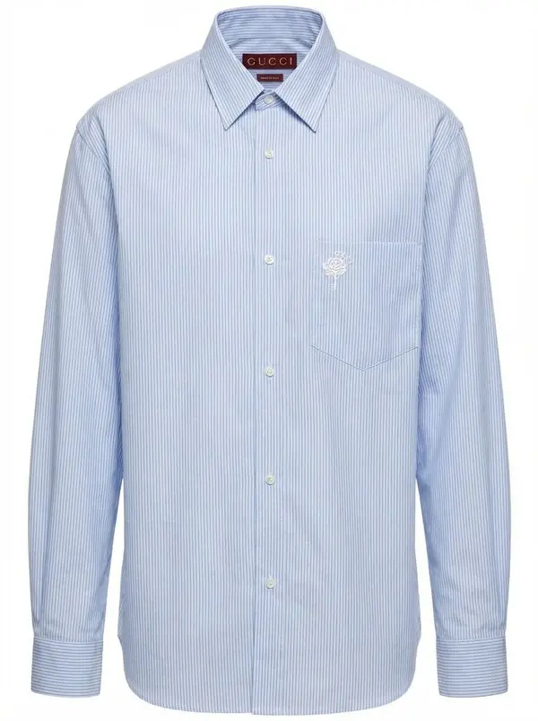 Gucci Logo Embroidered Striped Shirt
