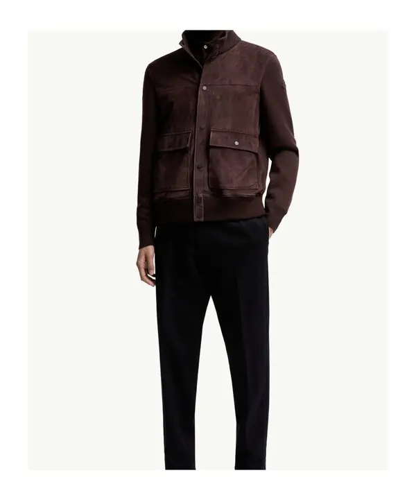 Moncler Logo Patch Suede Front Cardigan