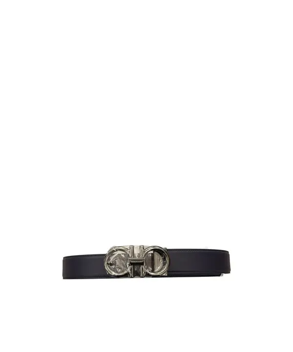FERRAGAMO Gancini Reversible Adjustable Belt - Black