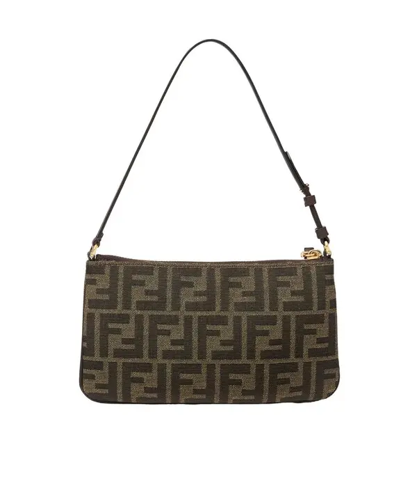 Fendi Ff Jacquard Flat Baguette Pouch - Brown