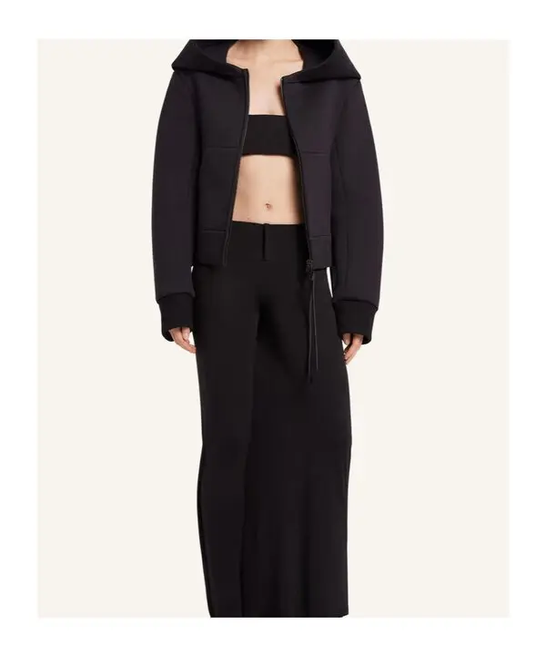 COURREGES Zip-up Hooded Cocoon Jacket - Black