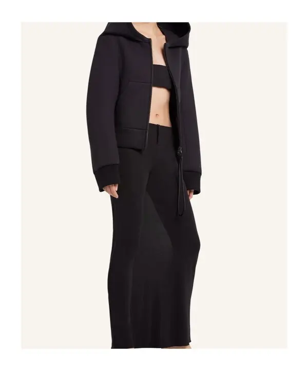 COURREGES Zip-up Hooded Cocoon Jacket - Black