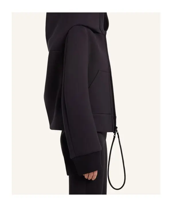 COURREGES Zip-up Hooded Cocoon Jacket - Black
