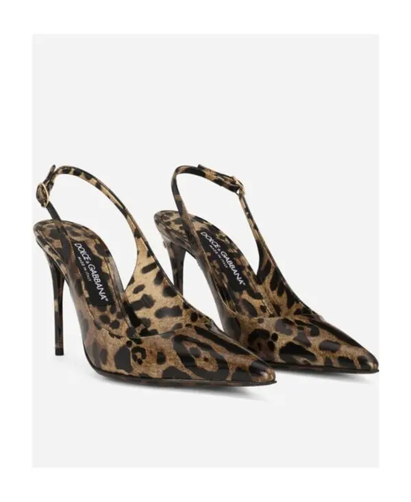 Dolce & Gabbana Leopard-printed Pointed-toe Slingbacks - Brown