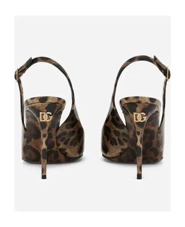 Dolce & Gabbana Leopard-printed Pointed-toe Slingbacks - Brown
