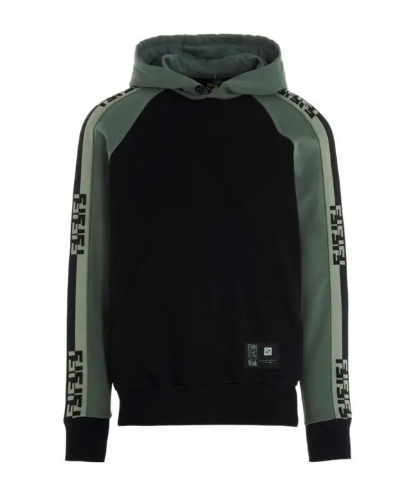 Fendi Ff Stripe Panelled Hoodie - Black