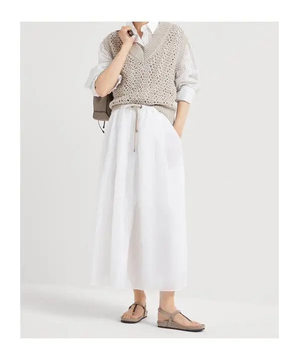 Brunello Cucinelli Sleeveless Open-knit V-neck Top