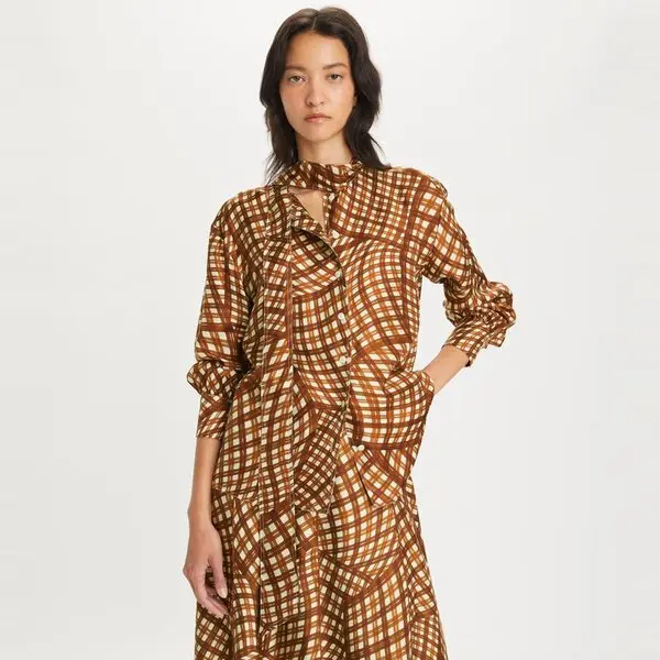 Tory Burch Abstract Pattern Print Silk Blouse