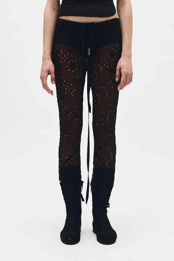 ANN DEMEULEMEESTER Lace Trousers With Self-tie Belt