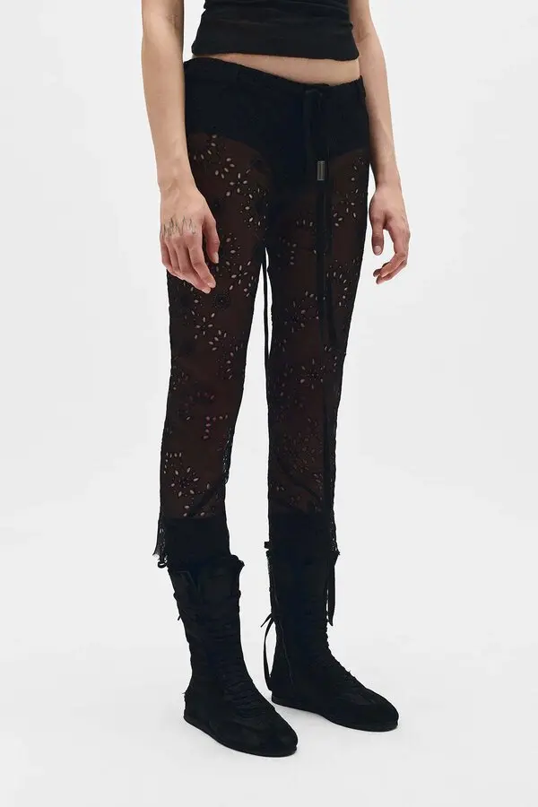 ANN DEMEULEMEESTER Lace Trousers With Self-tie Belt
