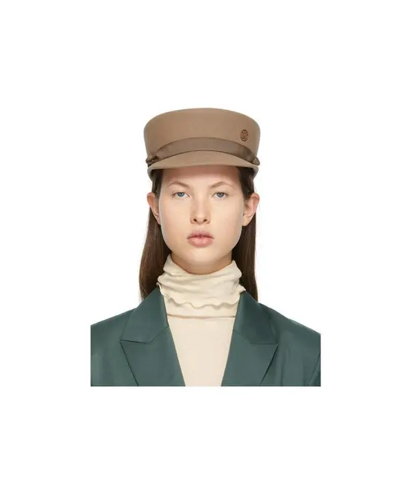 MAISON MICHEL Logo Felt Beret - Nude