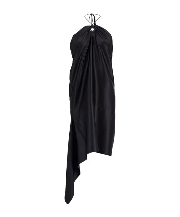 FERRAGAMO Halterneck Asymmetrical Satin Dress