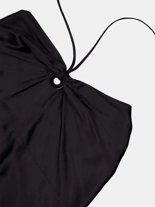 FERRAGAMO Halterneck Asymmetrical Satin Dress