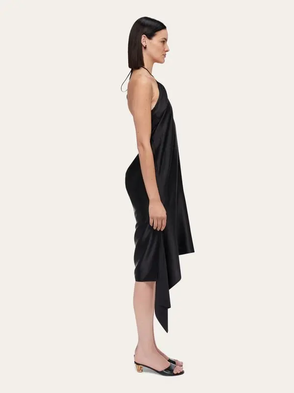 FERRAGAMO Halterneck Asymmetrical Satin Dress