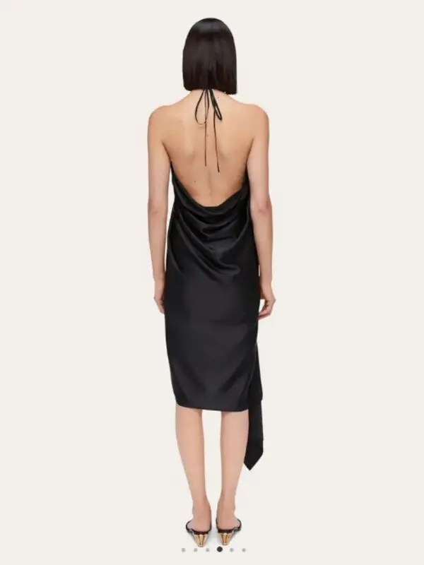 FERRAGAMO Halterneck Asymmetrical Satin Dress