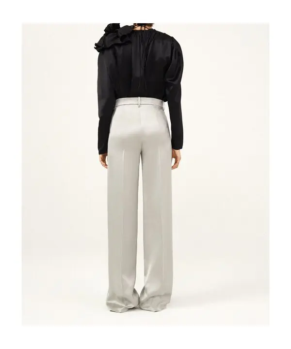 Magda Butrym Long Sleeve Shirred Blouse With Detachable Flower Brooch - Black