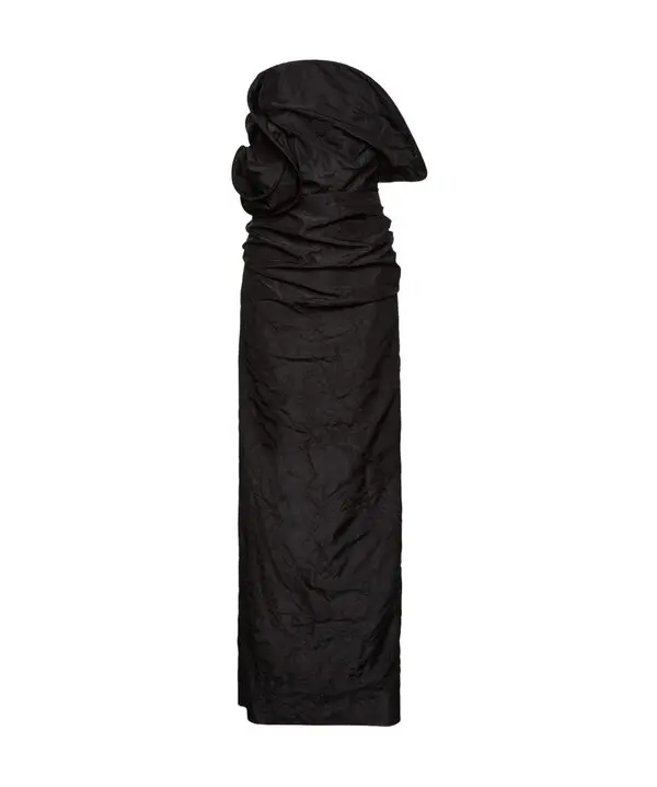 Magda Butrym Floral-appliqué Ruched Maxi Dress - Black