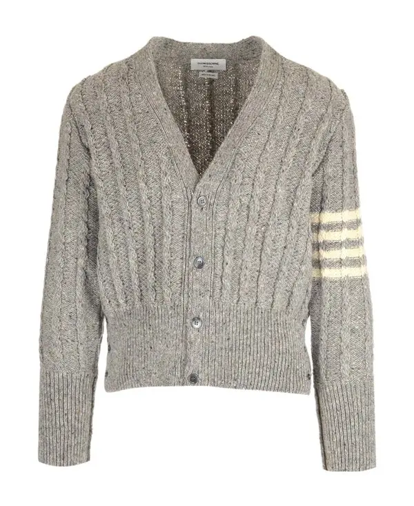 Thom Browne Rwb Striped Twist Cable-knitted Cardigan