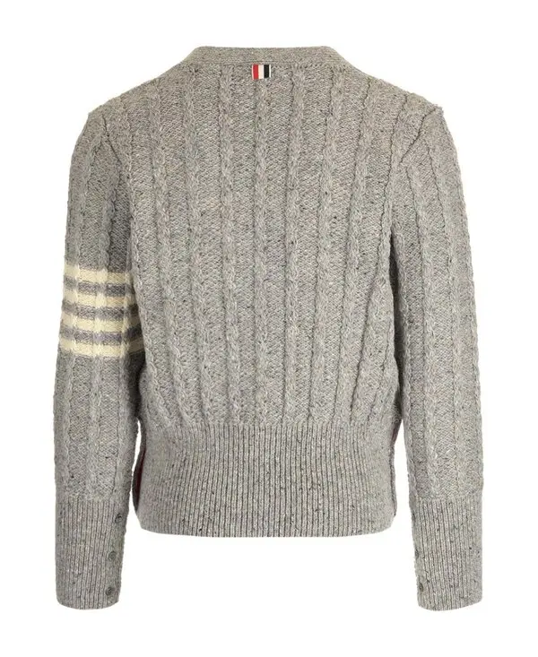Thom Browne Rwb Striped Twist Cable-knitted Cardigan