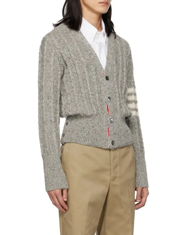 Thom Browne Rwb Striped Twist Cable-knitted Cardigan