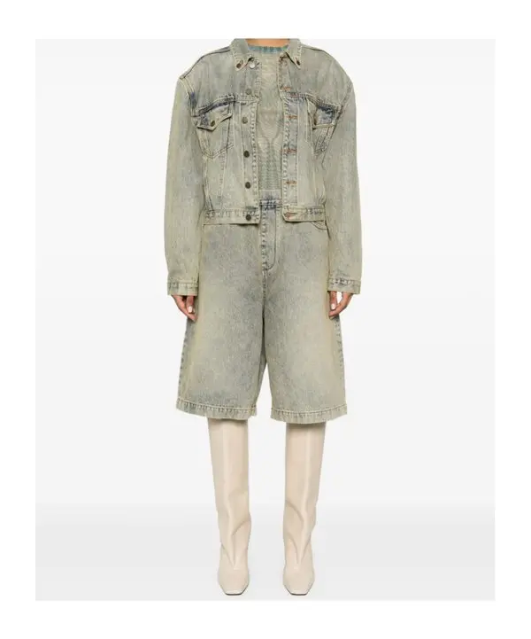 ENTIRE STUDIOS Straight Leg Denim Shorts - Gray