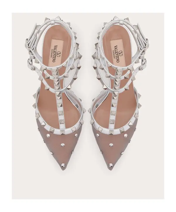 Valentino Garavani Rockstud Mesh Pump With Crystals And Straps 65mm