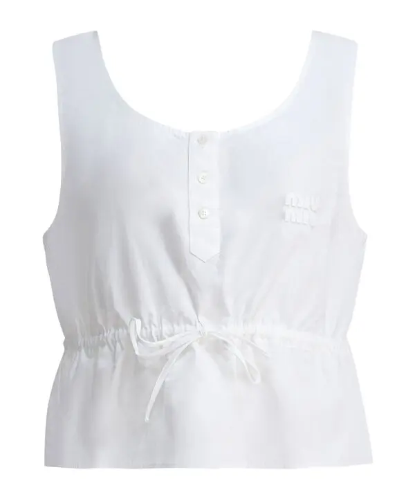 Miu Miu Sleeveless U-neck Button-front Drawstring Top - No