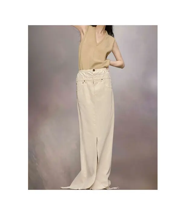 MAISON MARGIELA Belted Denim Midi Skirt